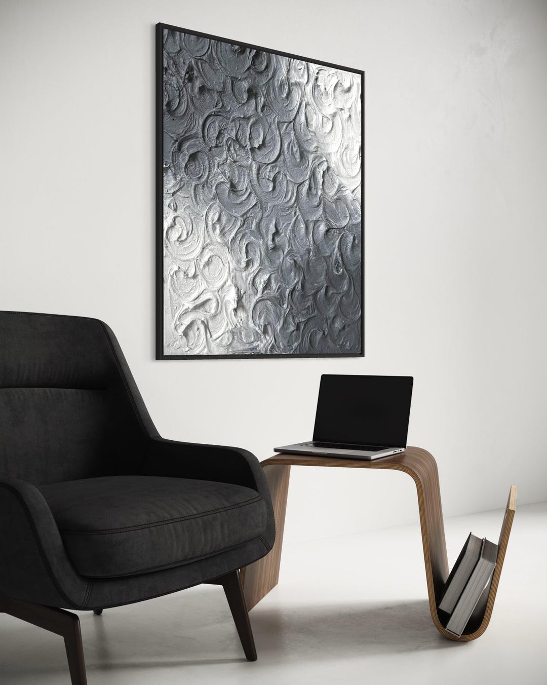 Swirly Grey Contemporary Artwork | Plaster Art | Textured Structure ...
