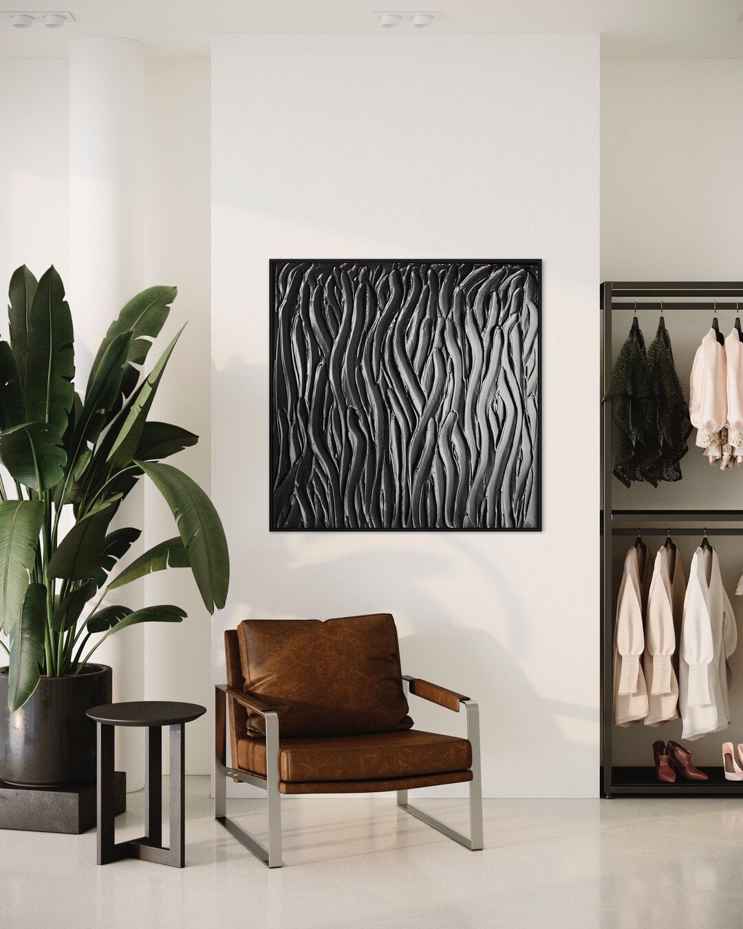 Black MANGROVES Minimalist Artwork | Plaster Art | Abstract Matte ...