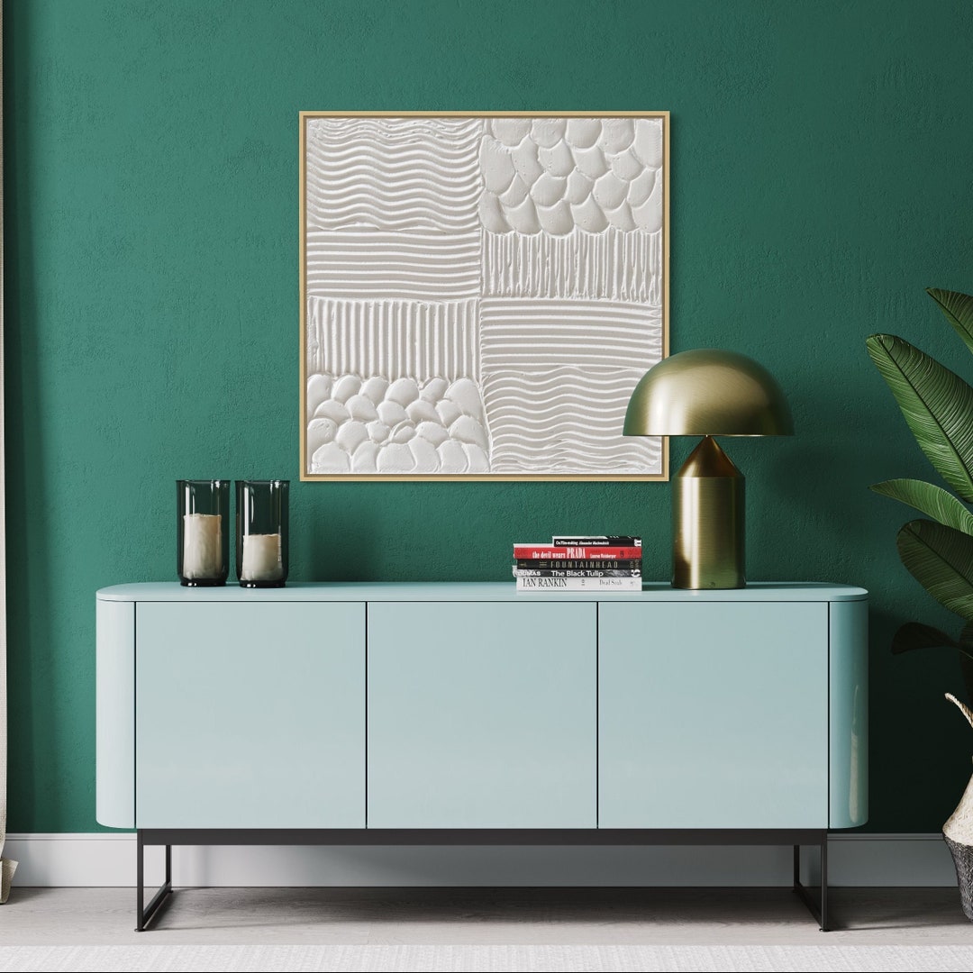 Scales Square Minimalist Wall Art Plaster Art Matte White Textured Wall ...
