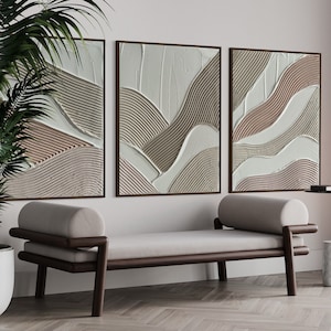 Pastel GAJA Plaster Wall Art Set of 3 | Minimalist Beige Textured 3D ...