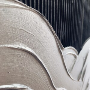 Large Black Silver WAVES Minimalist Wall Art Plaster Art Metallic Textured Wall Art Spackle Art ...