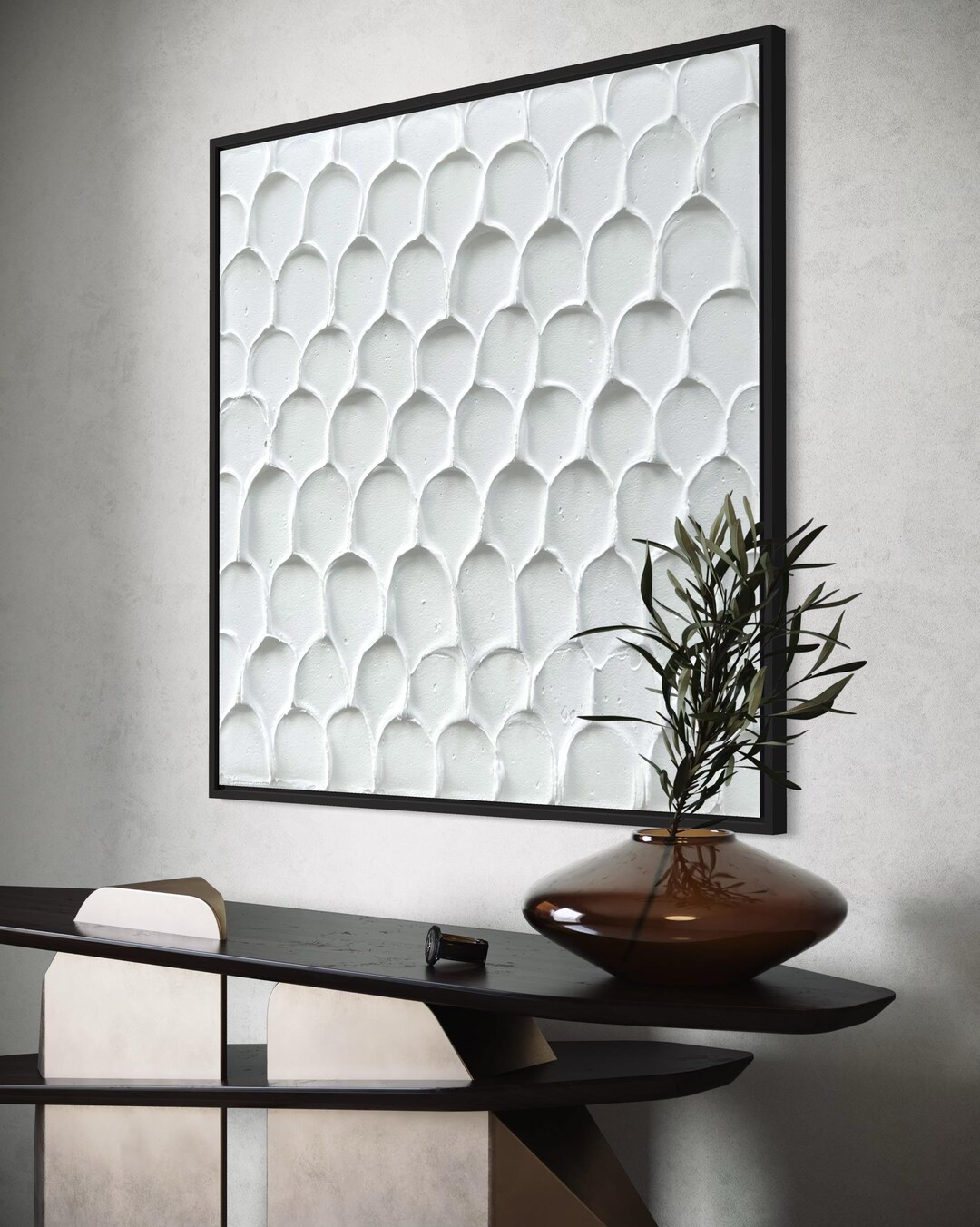 Minimalist Artwork | Plaster Spackle Art | 3D Contemporary White ...