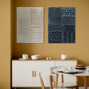 Large Loco Beige & Black Wall Art Set of 2 | Plaster Artworks | Matte ...