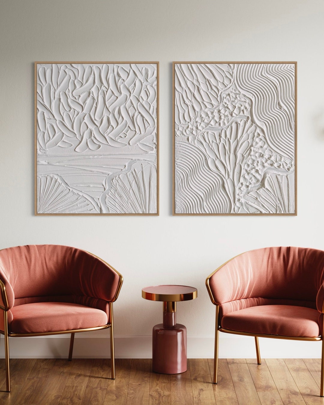 White SEA SHELLS Minimalist Wall Art Set of 2 | Plaster Artworks ...