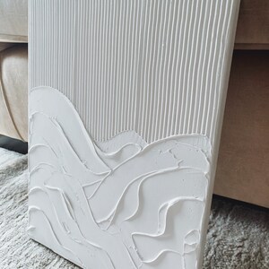 Large WAVES Minimalist Wall Art Plaster Art Matte White Textured Wall ...