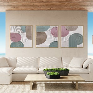 Minimalist Pastel Wall Art Set of 3| Matte White Beige Textured ...