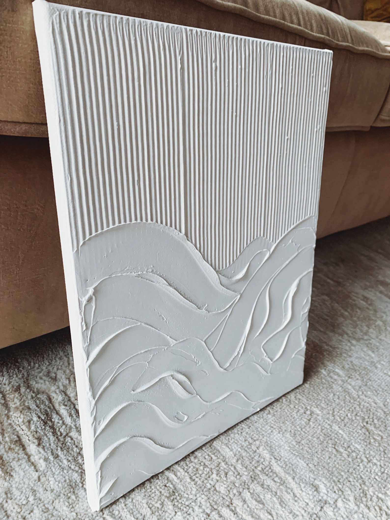 Large WAVES Minimalist Wall Art Plaster Art Matte White - Etsy