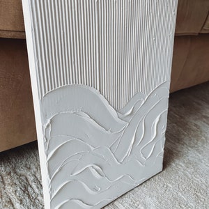 Large WAVES Minimalist Wall Art Plaster Art Matte White Textured Wall ...