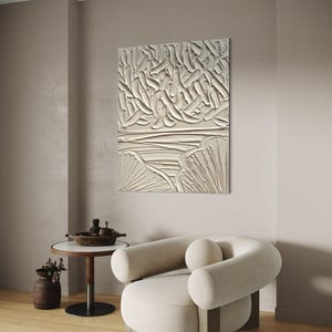 Large SEA SHELLS Minimalist Wall Art | Plaster Art | Beige Textured ...