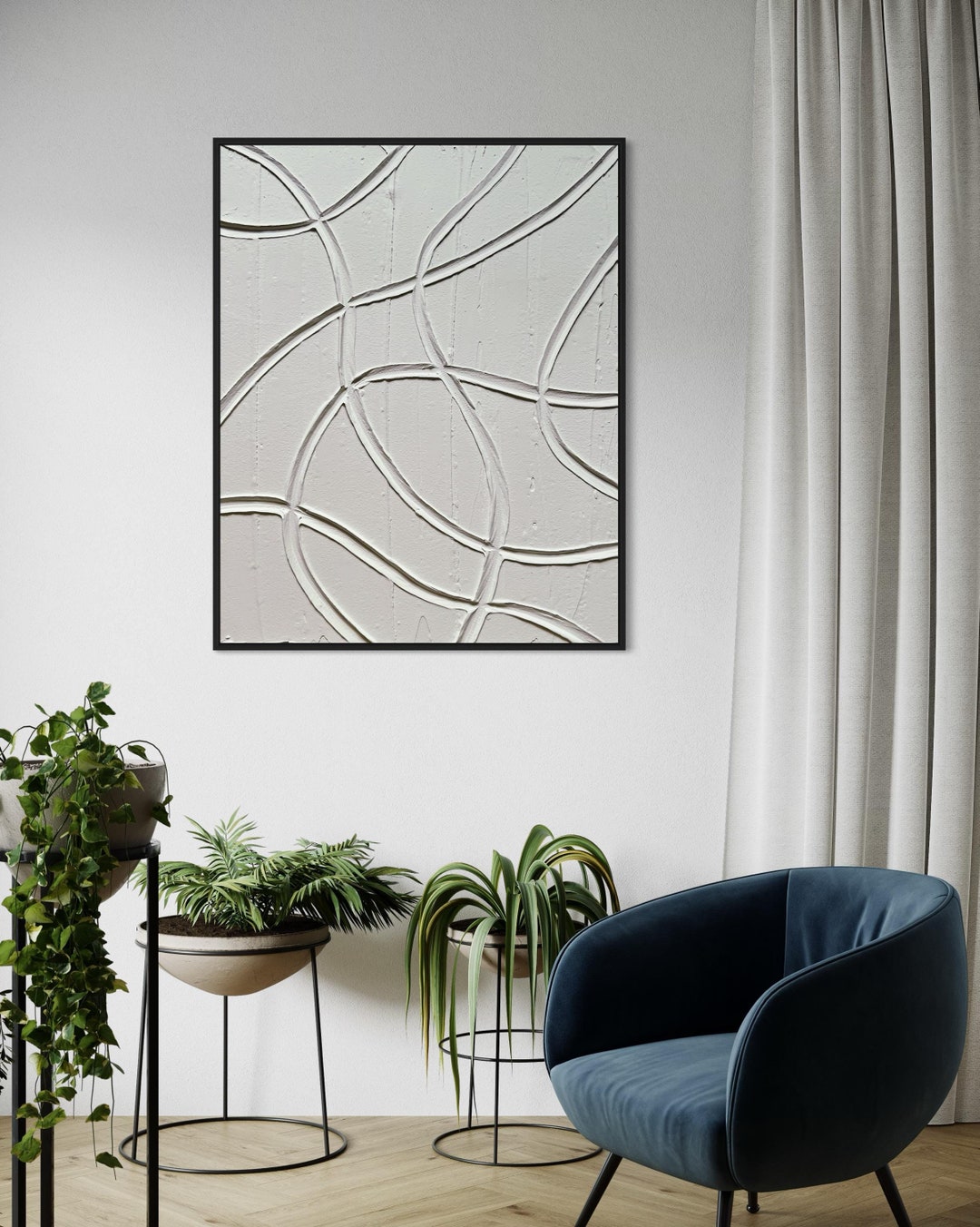 Linear Plaster Wall Art | Relief Art | Minimalist White Textured ...