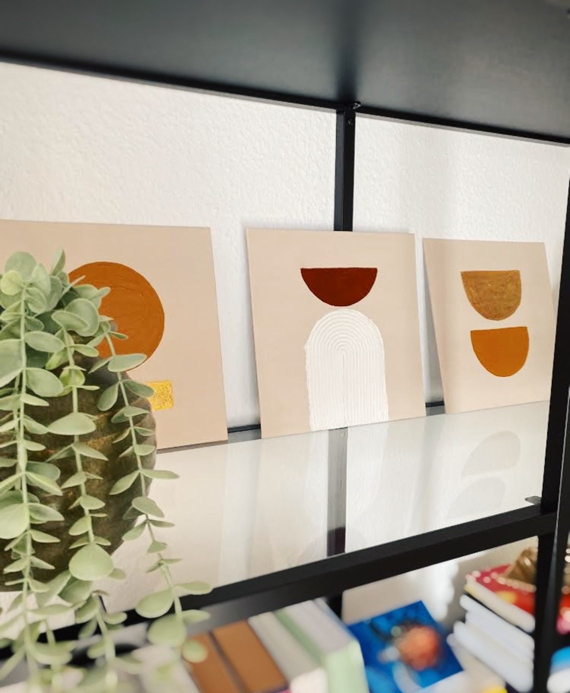 Wall Art Set of 3 Boho Artwork Original Painting Midcentury - Etsy