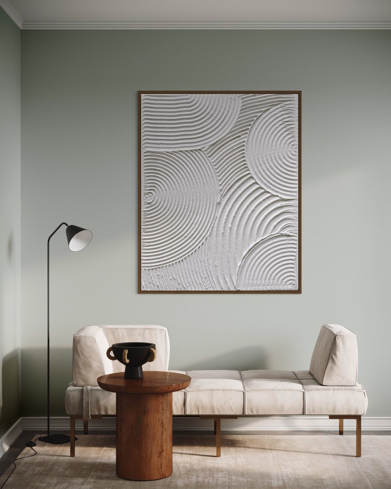 Large Textured Circle Plaster Wall Art | Minimalist Abstract Painting ...
