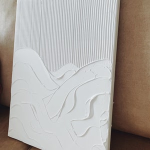 Large WAVES Minimalist Wall Art Plaster Art Matte White Textured Wall ...