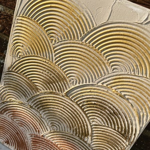 Golden Metallic Shells Wall Art | Plaster Artwork | Beige Textured 3D ...