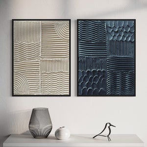 Large Loco Beige & Black Wall Art Set of 2 | Plaster Artworks | Matte ...