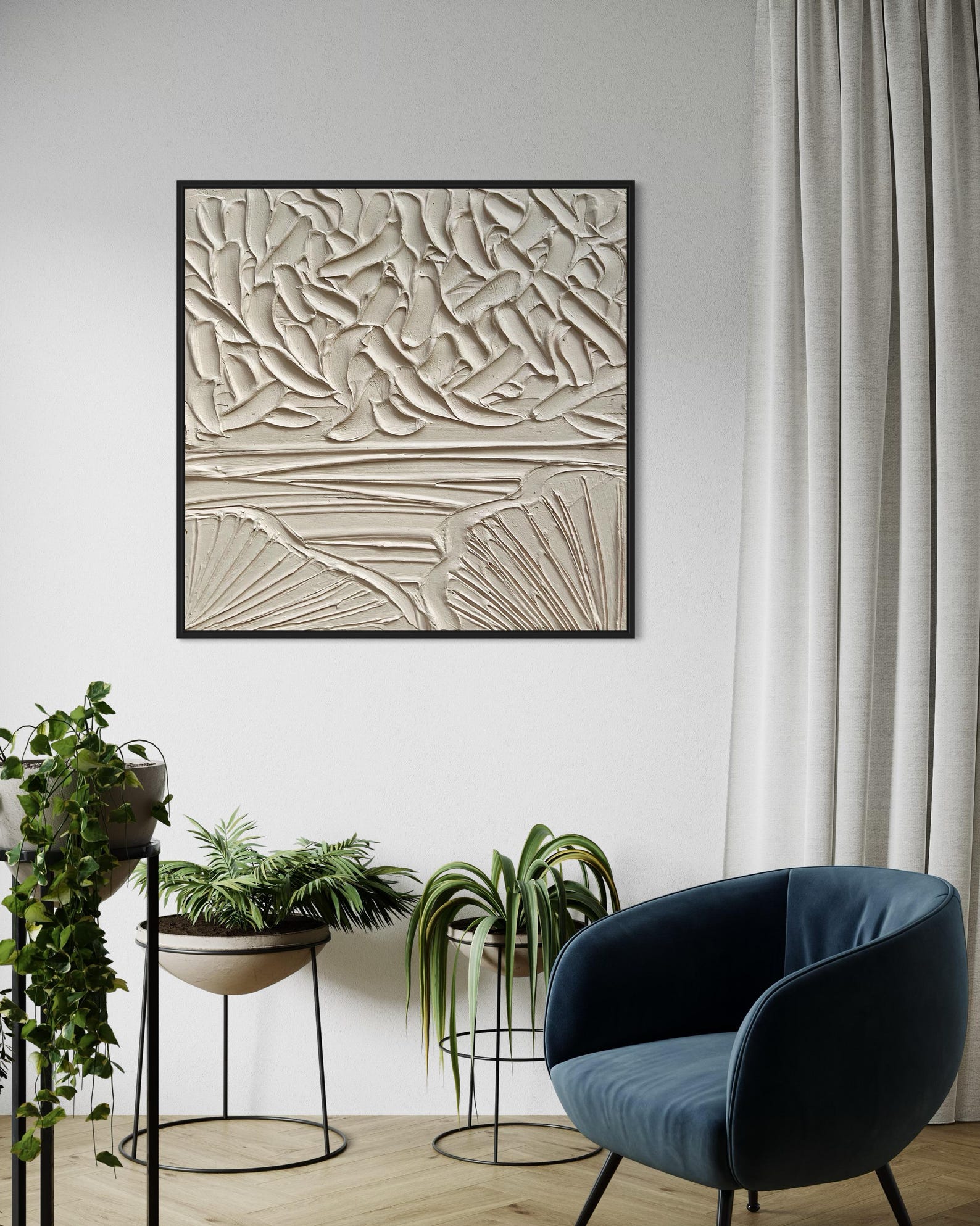 Large SEA SHELLS Minimalist Wall Art Plaster Art Beige Textured ...