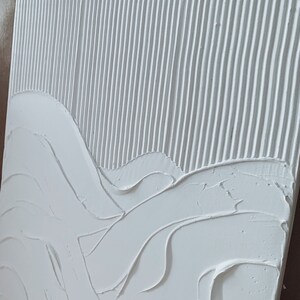 Large WAVES Minimalist Wall Art Plaster Art Matte White Textured Wall ...