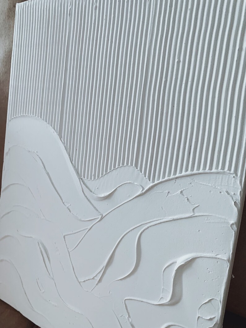 Large WAVES Minimalist Wall Art Plaster Art Matte White - Etsy