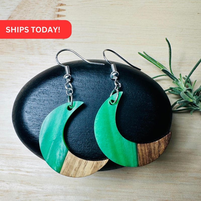 Wood Resin Earrings - Etsy