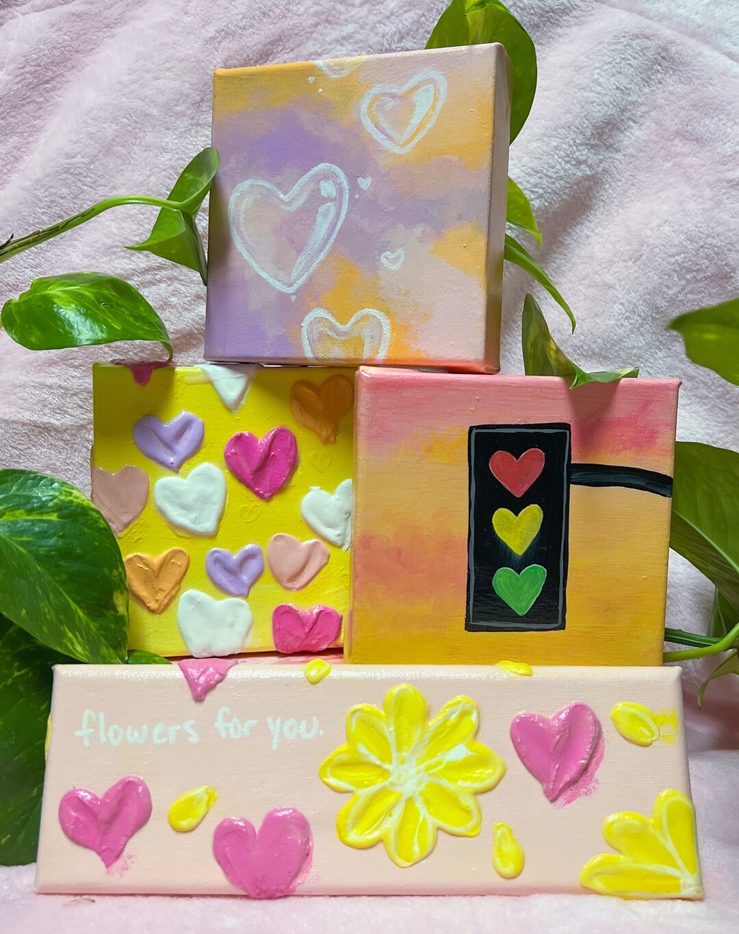 Original Mini Heart Bubble 5x5 Acrylic Painting - Etsy
