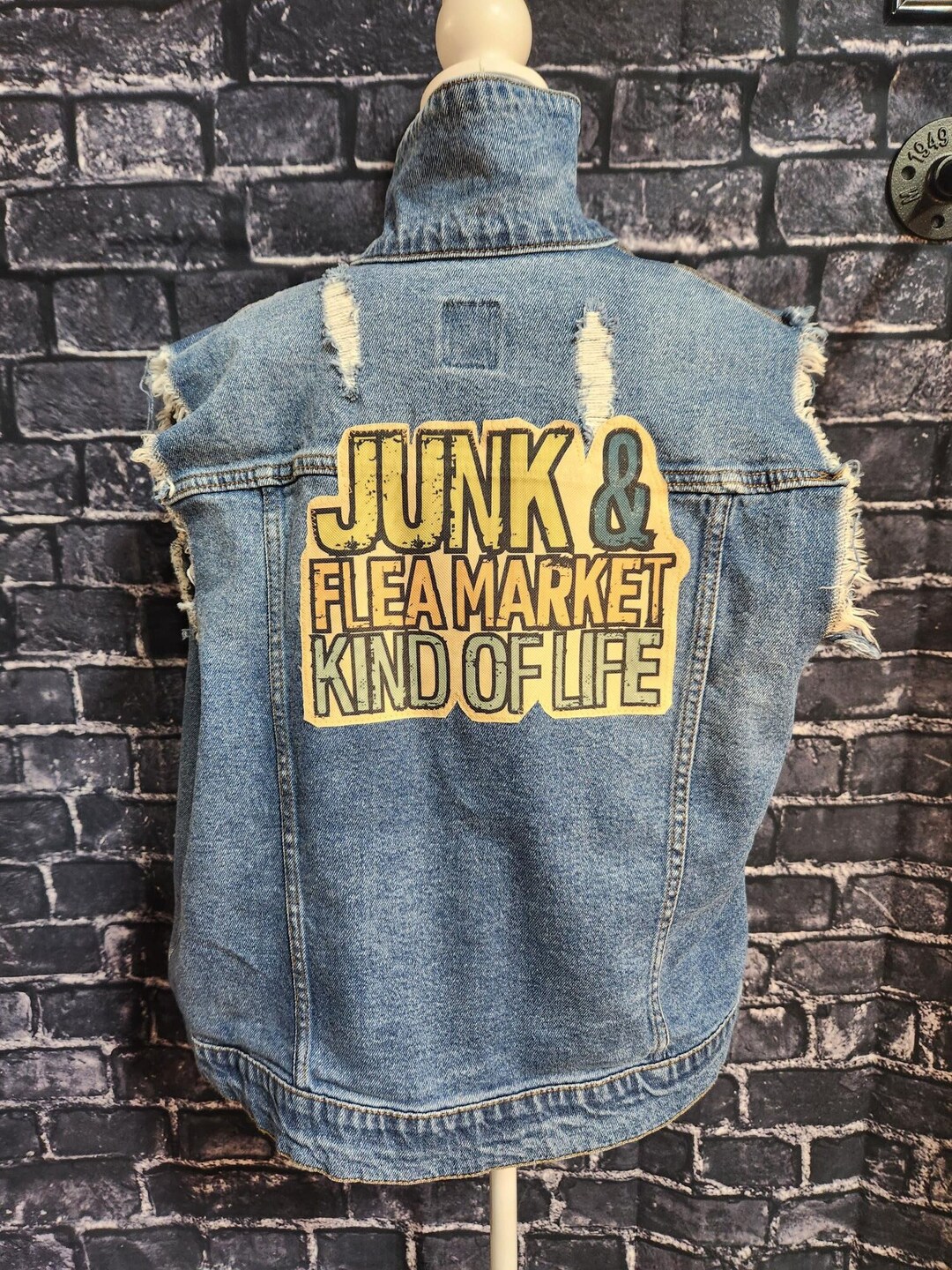 It's a JUNK & FLEA MARKET Kind of Life Customized Denim Vest Women's - Etsy