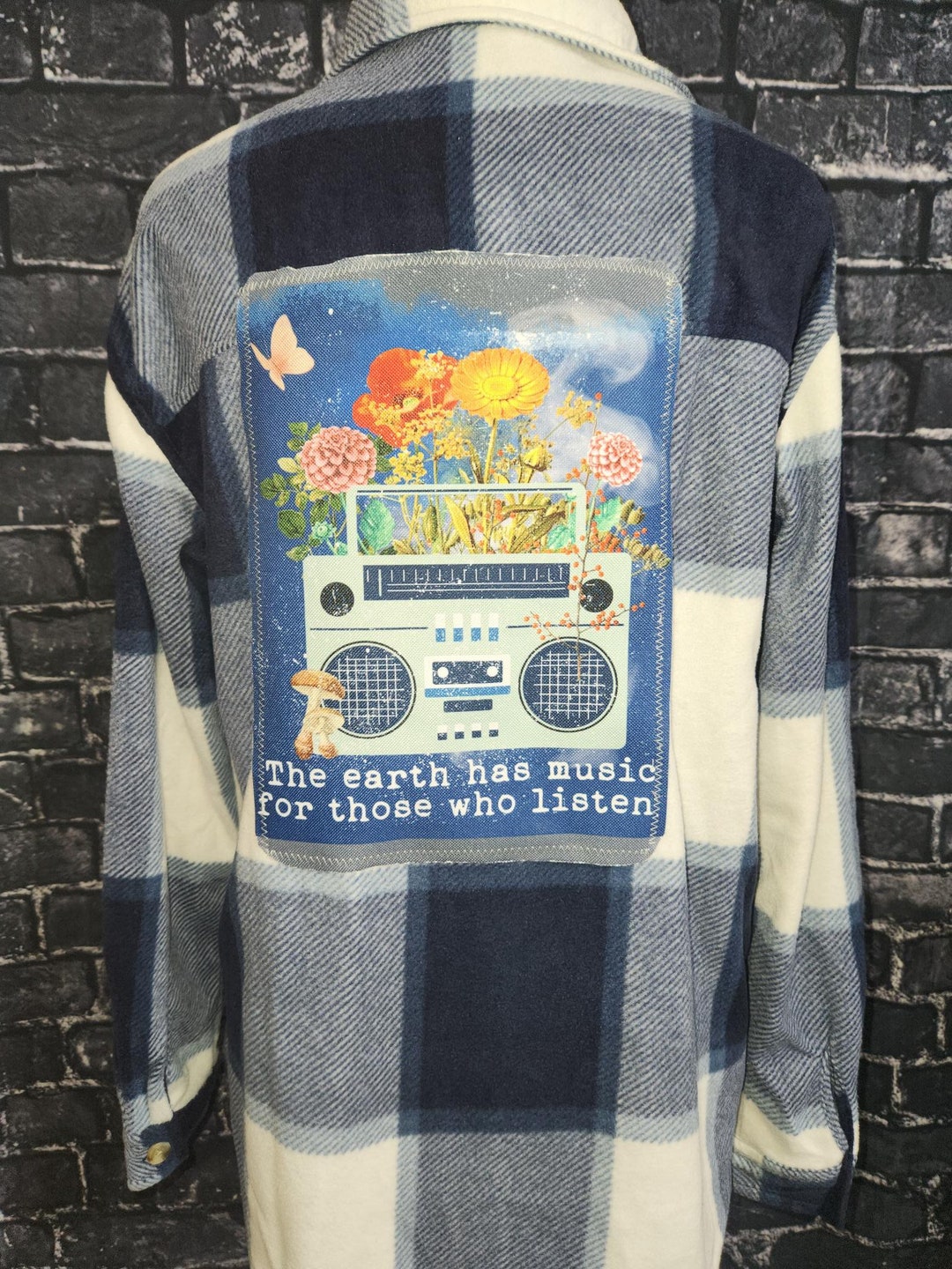 Music Boho Blue Flannel Shirt Women's Medium - Etsy