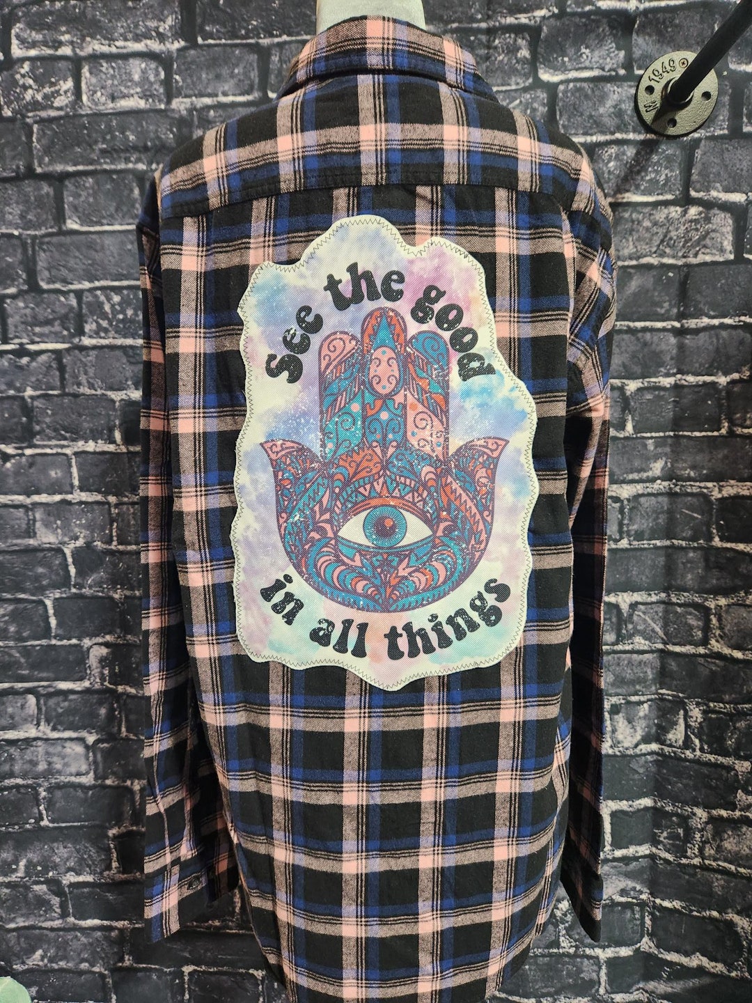 SEE the GOOD in ALL Things Custom Flannel Shirt Hamsa Boho Hippie Style ...