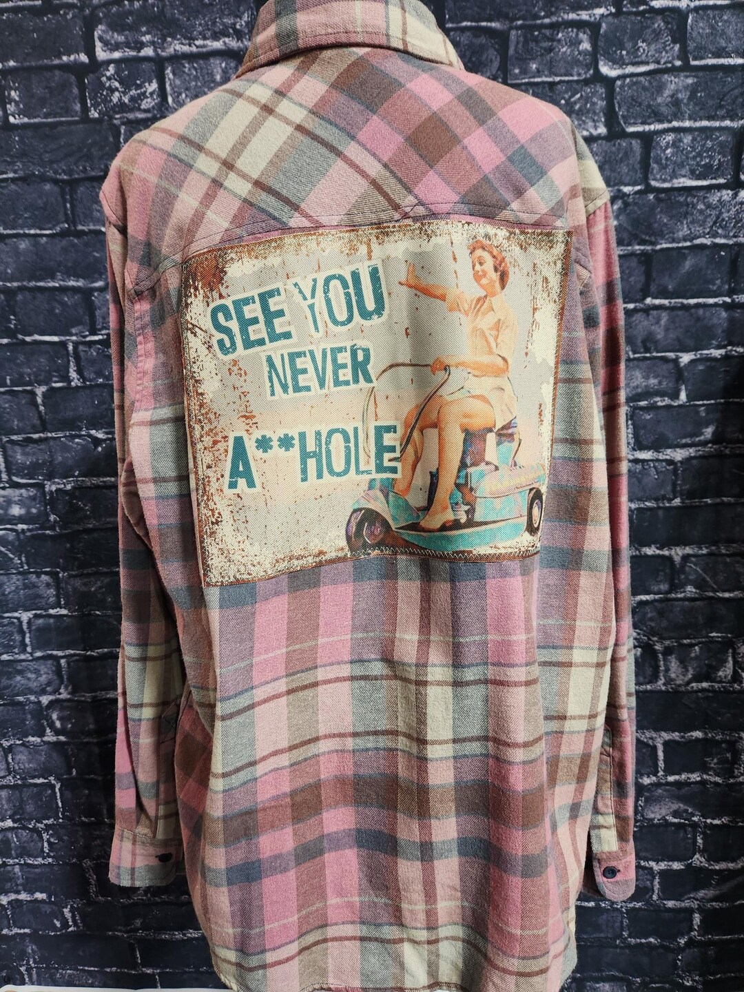 Retro Vintage Housewife Funny Meme Flannel Shirt Boho Hippie Unique ...