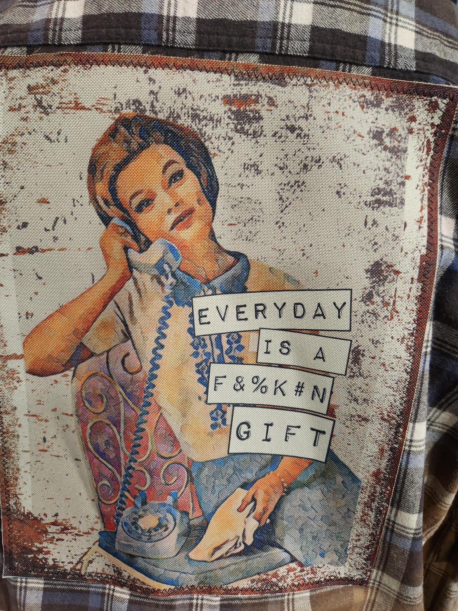 Retro Vintage Housewife Funny Meme Flannel Shirt Boho Hippie Unique ...