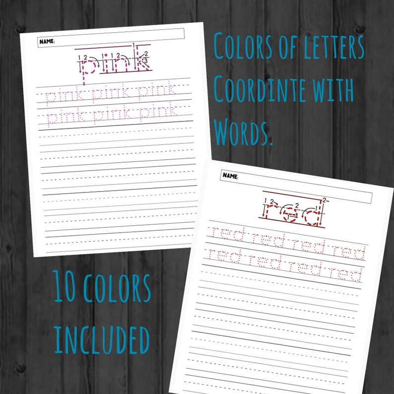 COLOR NAME TRACING Printable - Etsy