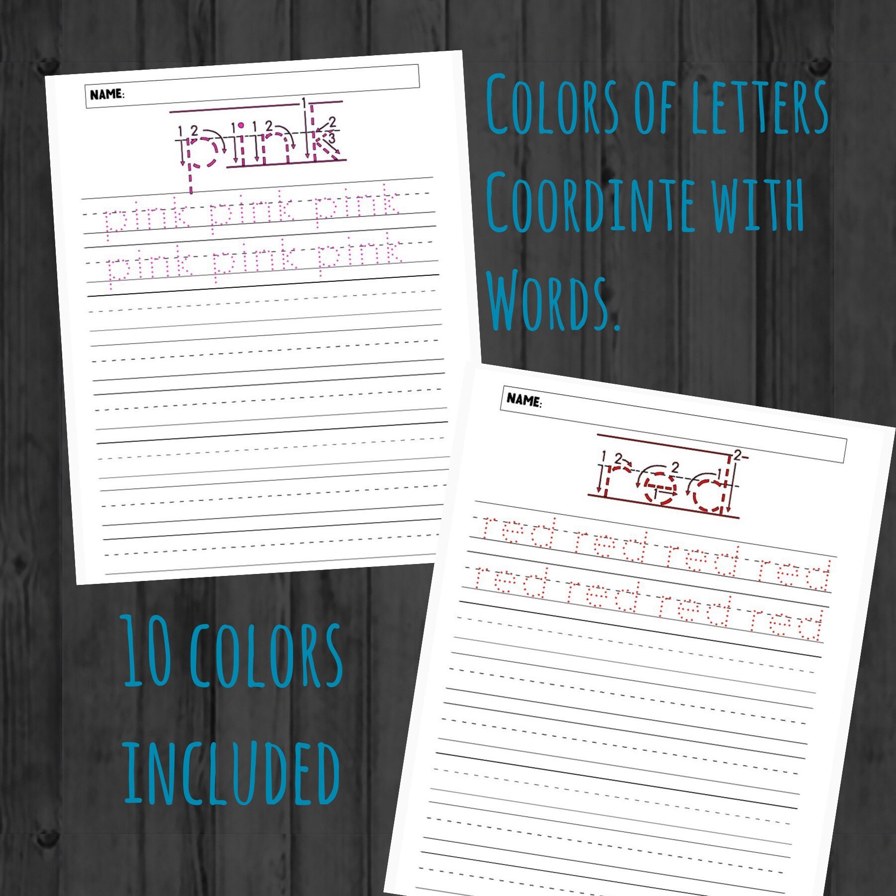 COLOR NAME TRACING Printable - Etsy