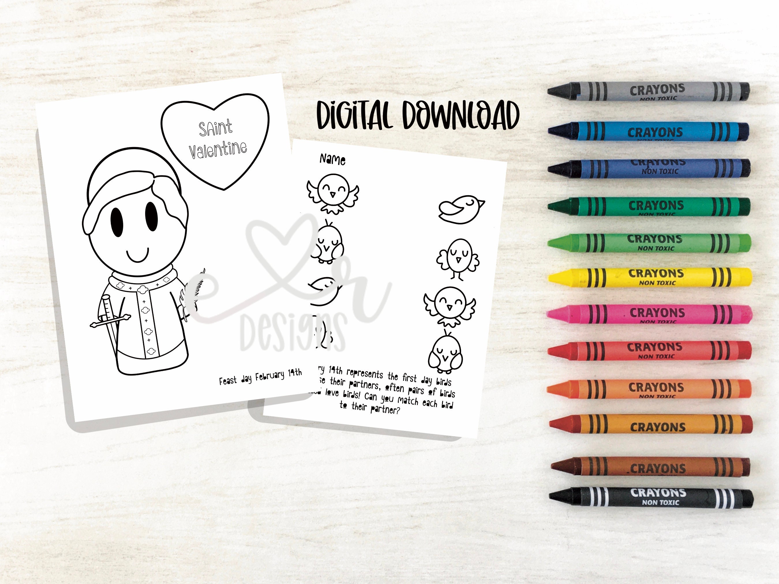 St. Valentine Coloring Sheet / Matching Work Sheet / Catholic Saint ...