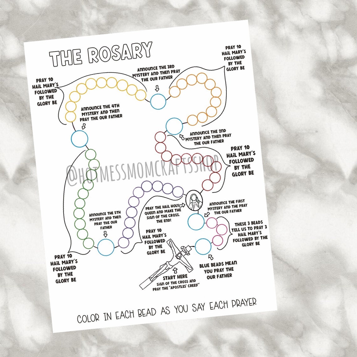 Rosary Coloring Sheet / Kids / Catholic / How to Pray the - Etsy