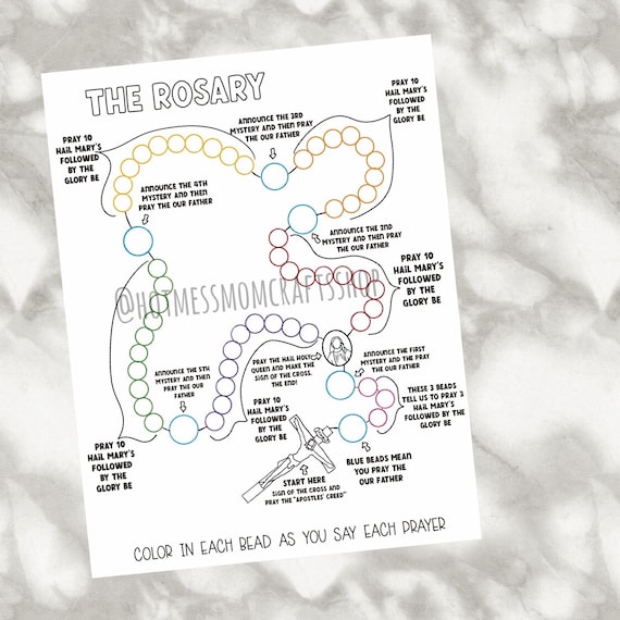 Rosary Coloring Sheet / Kids / Catholic / How to Pray the - Etsy