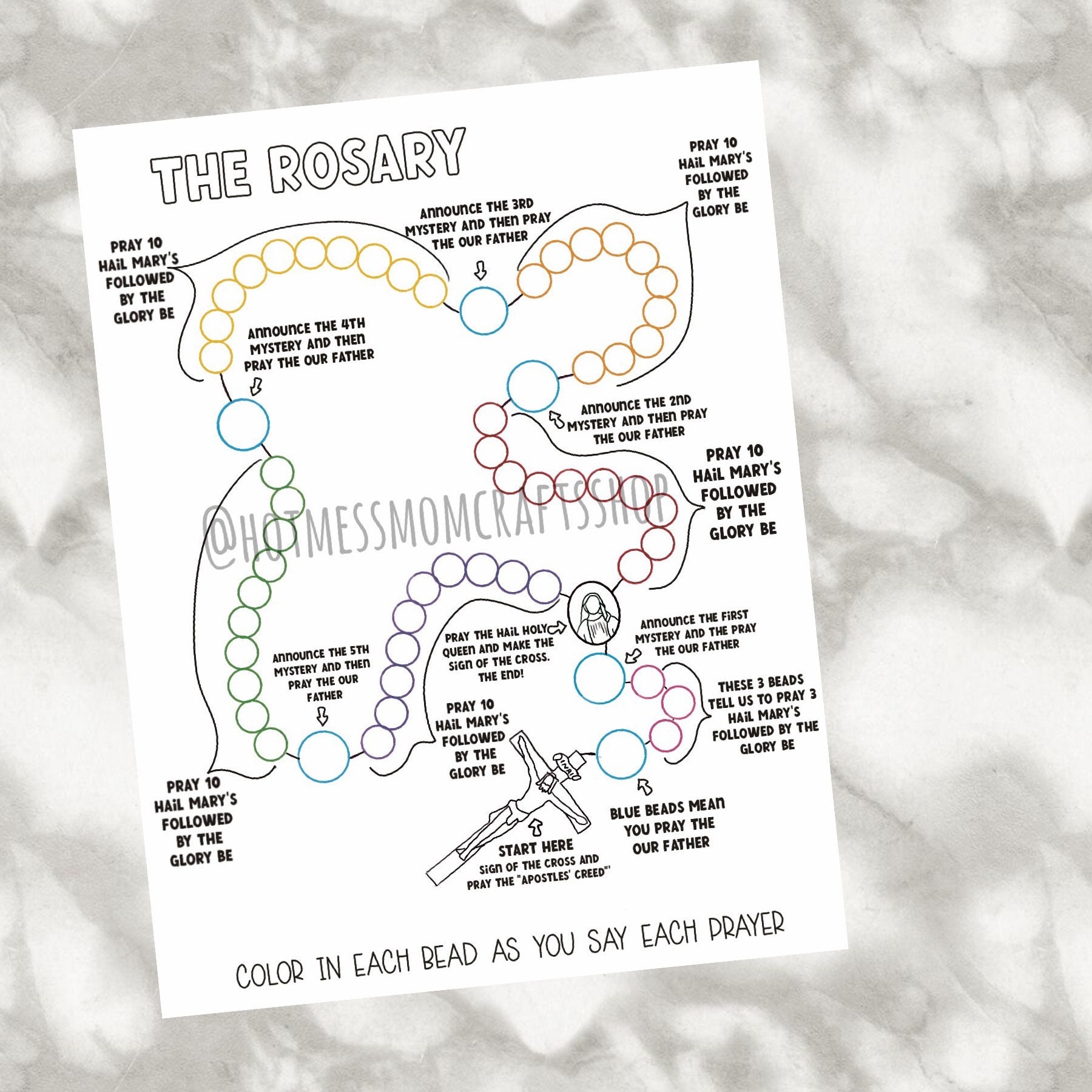 Rosary Coloring Sheet / Kids / Catholic / How to Pray the - Etsy
