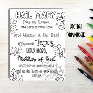 Hail Mary Prayer Coloring Sheets / Hail Mary / Catholic Prayer - Etsy
