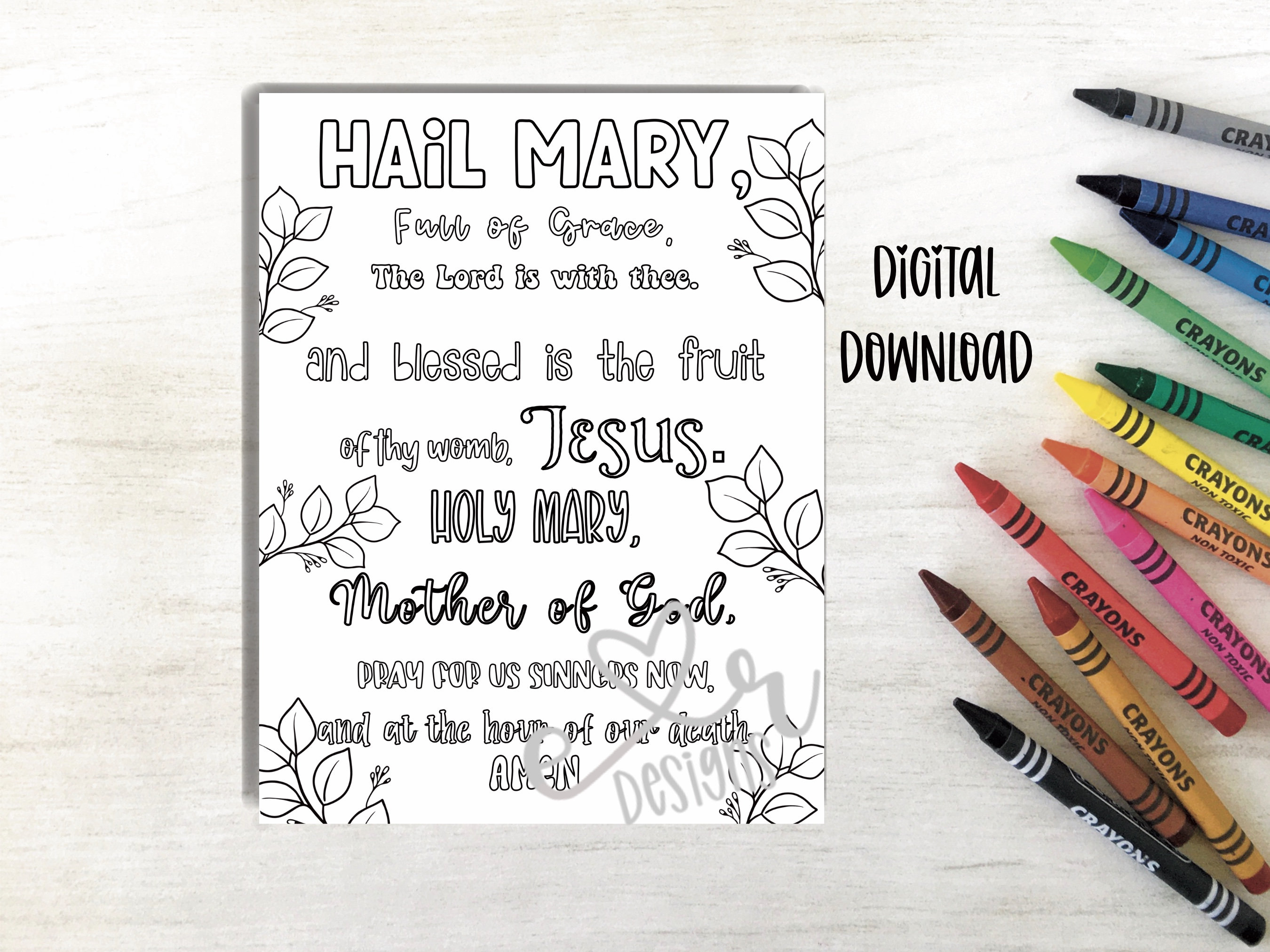 Hail Mary Prayer Coloring Pages For Children