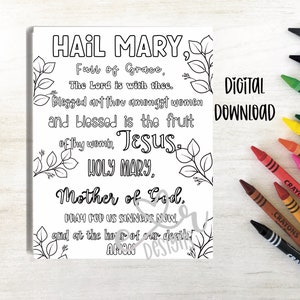Hail Mary Prayer Coloring Sheets / Hail Mary / Catholic Prayer ...