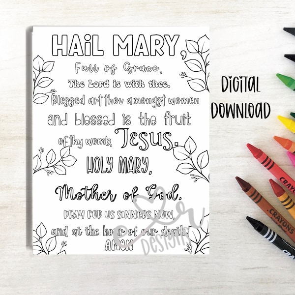 Hail Mary Coloring Page - Etsy