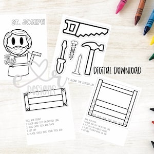 St. Joseph Coloring Sheet / Tool Box Craft / Catholic Saint / Catholic ...