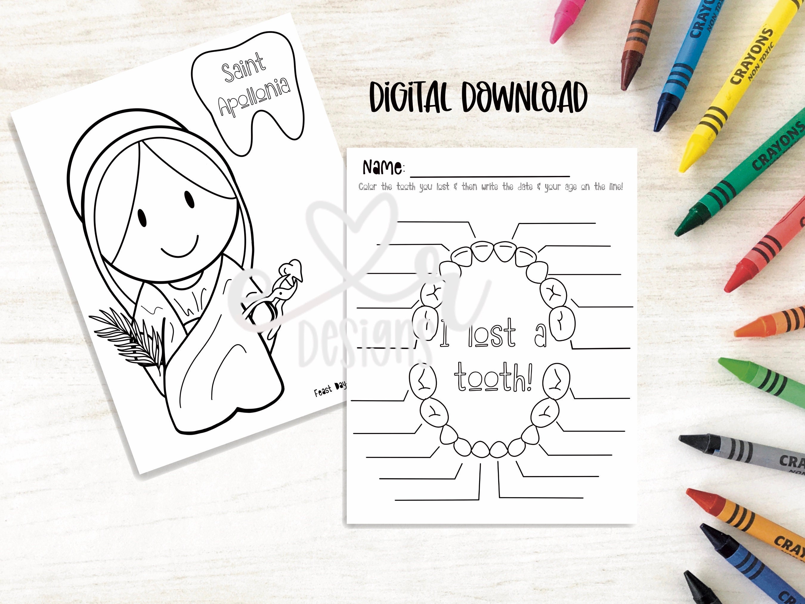 St. Apollonia Coloring Sheet / Lost Tooth Coloring Chart / Catholic ...
