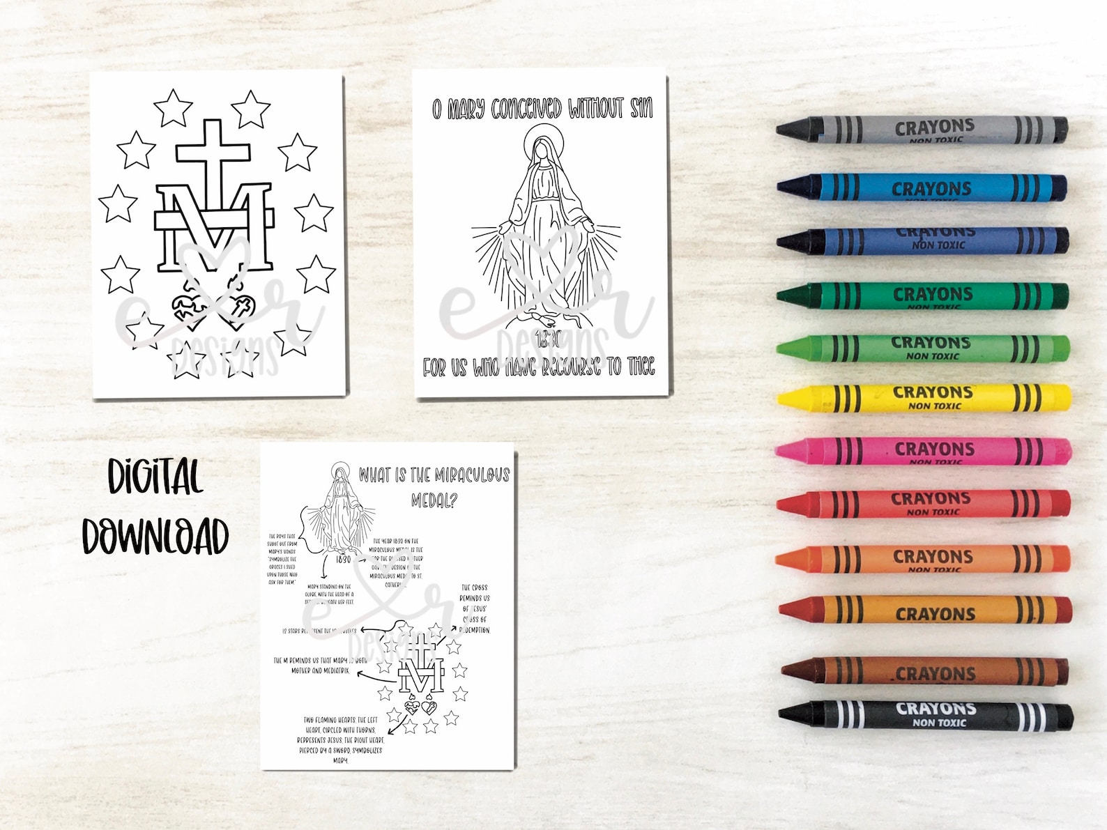 Miraculous Medal Coloring Sheets / Mother Mary Coloring Sheet ...