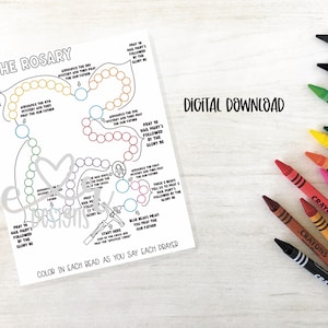Rosary Coloring Sheet / Kids / Catholic / How to Pray the Rosary - Etsy