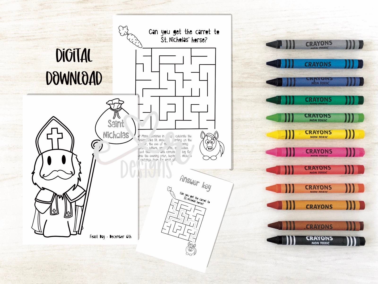 St. Nicholas Coloring Sheet / Maze & Fact Sheet / Catholic Saint ...