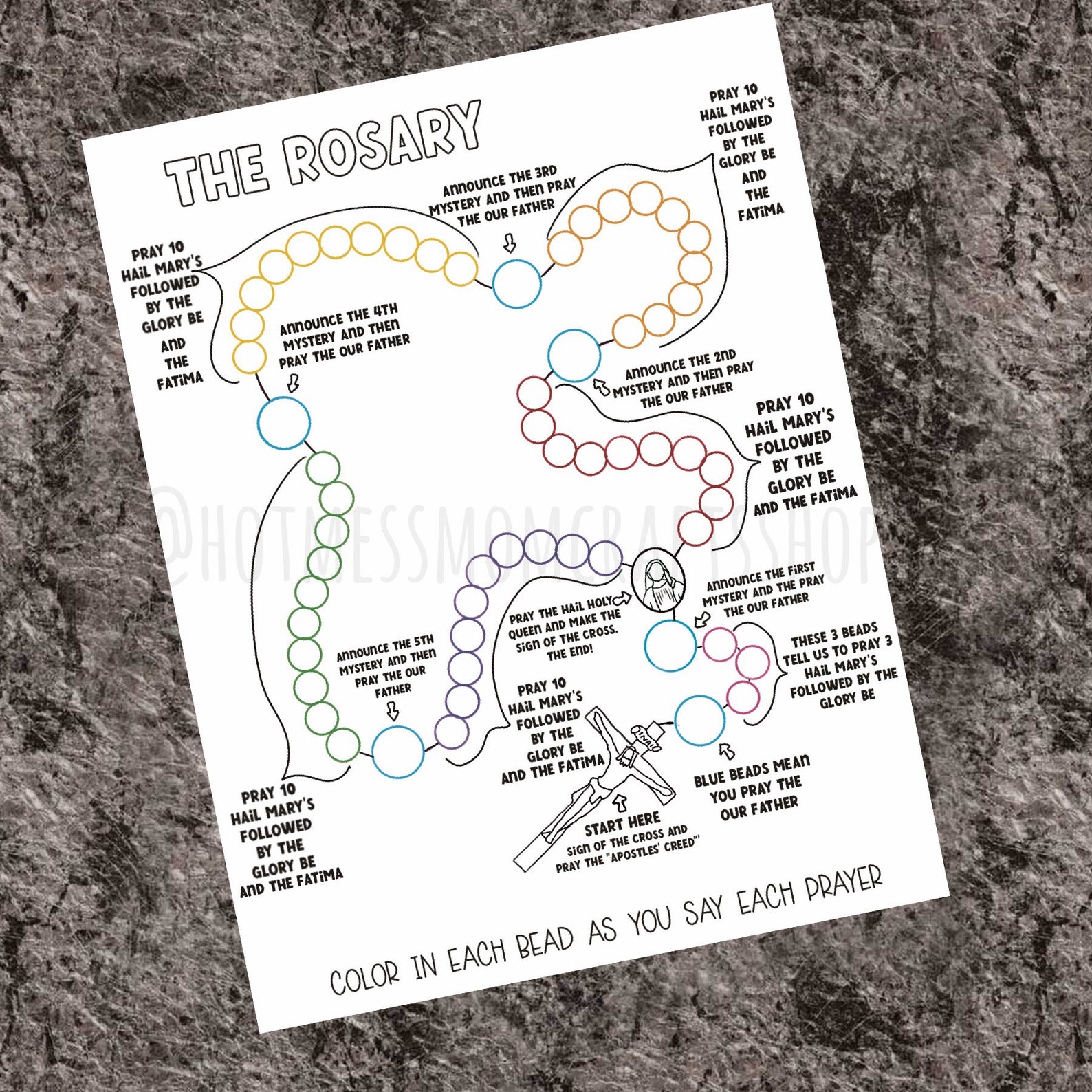 Rosary Coloring Sheet / Kids / Catholic / How to Pray the - Etsy