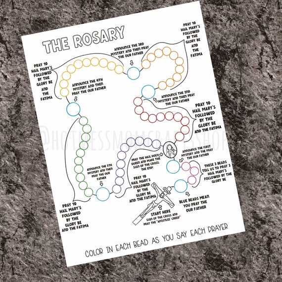 Rosary Coloring Sheet / Kids / Catholic / How to Pray the - Etsy