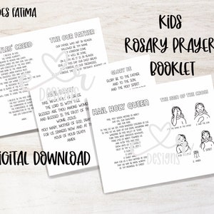 Kid's Rosary Prayer Sheets / Booklet / Catholic Kids / Includes Fatima ...