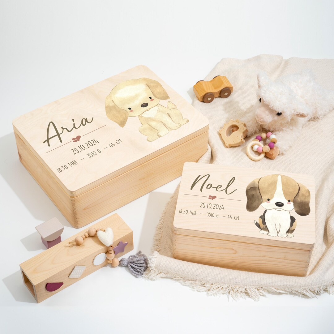 3 Cute Dog Motifs With Birth Dates and Name | Baby Memory Box ...