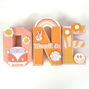 Groovy Birthday Age 3D Letters One Groovy Baby Two Groovy Fourever ...