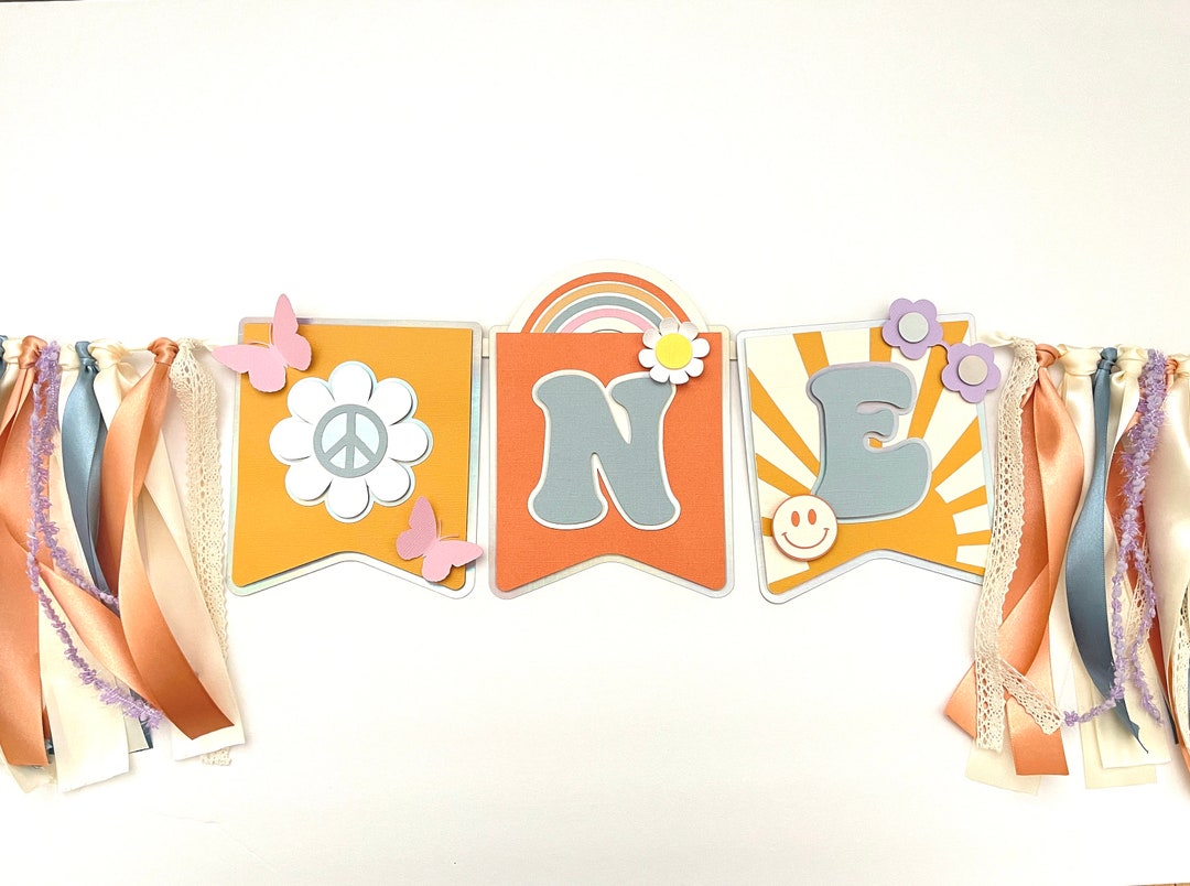 Groovy One High Chair Banner Garland | One Groovy Babe High Chair ...
